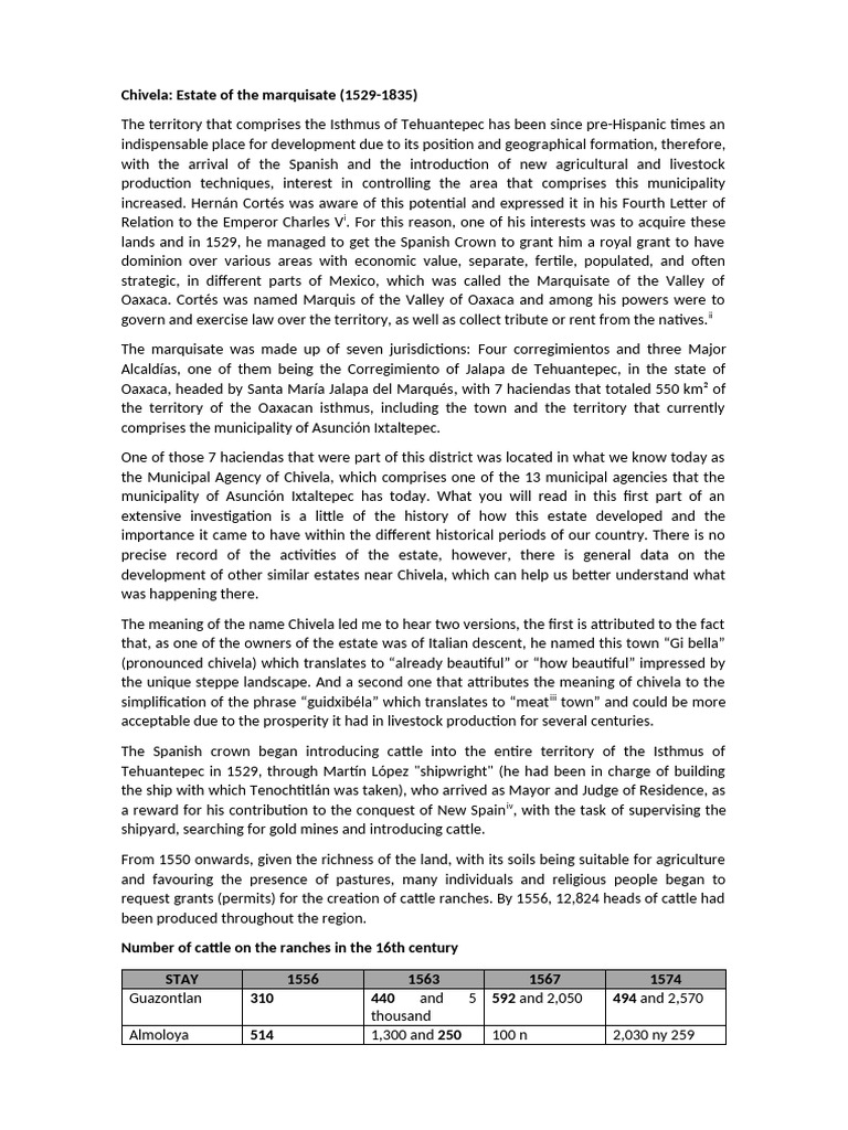 The Former Estate of Chivela | PDF | New Spain