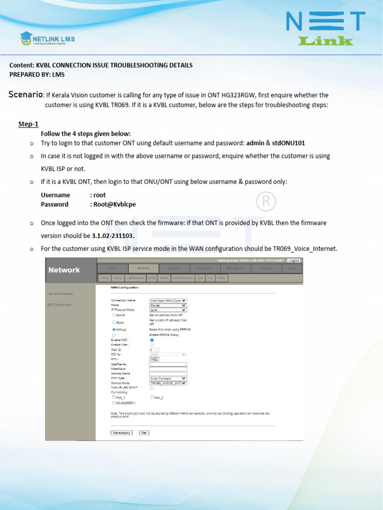 KVBL Troubleshooting For Level 1 | PDF