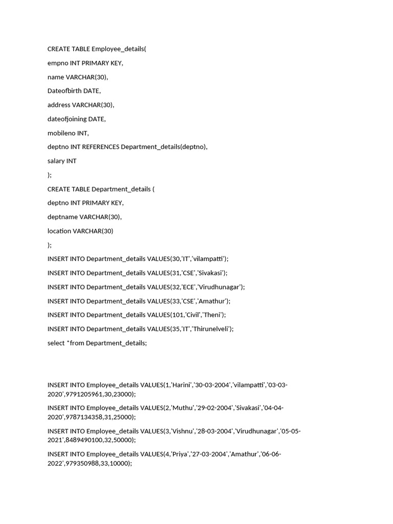 dbms experiment 2,3 | PDF | Databases | Data Management
