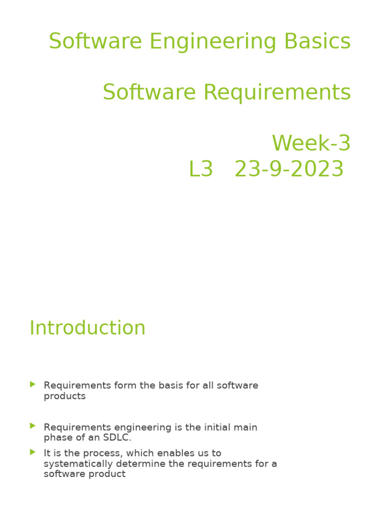 L3 23-9-2024 Software Requirement Introduction | PDF | User Interface | Specification (Technical ...