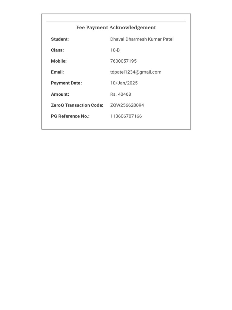 Fee Payment Acknowledgement | PDF