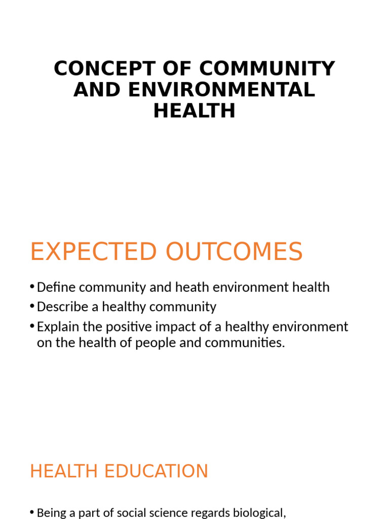 Community and Environmental Health Overview | PDF | Community | Science