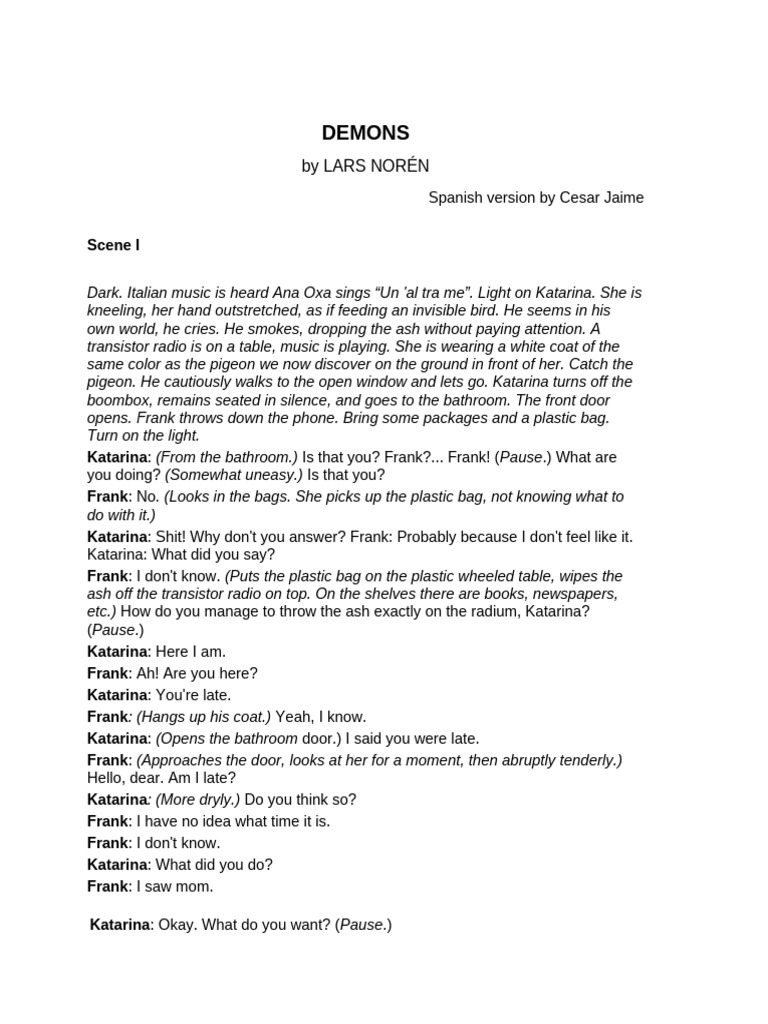 Demons. LARS NORÉN PDF | PDF