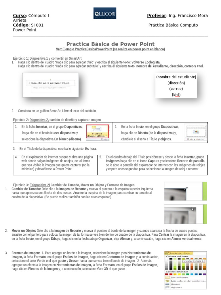 InstruccionesPracticaBasicaPowerPoint | PDF | Microsoft PowerPoint | Botón (Computación)