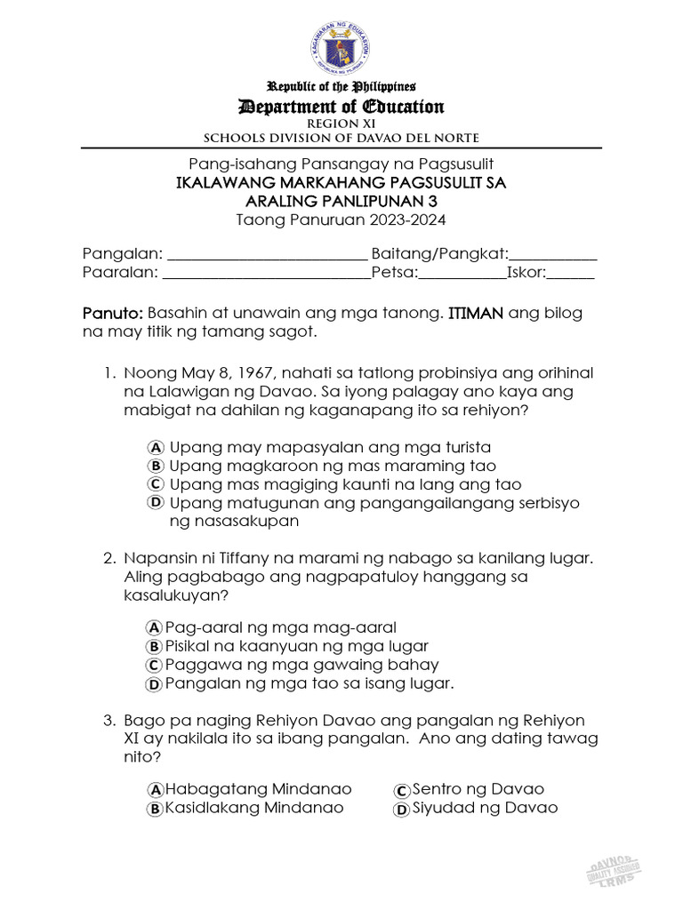 Araling-Panlipunan-3-TQ | PDF