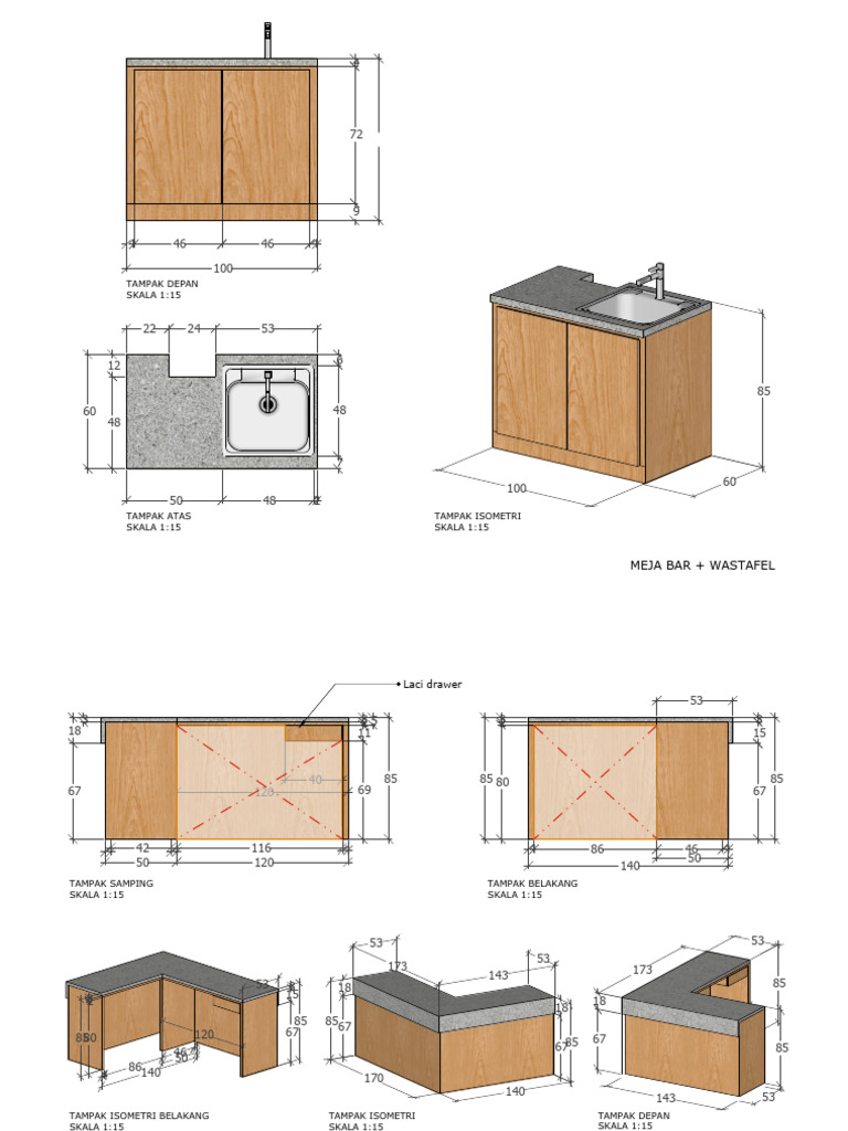 gambar kerja - furniture Meja & Ambalan | PDF