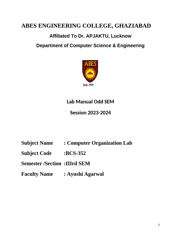 COA Experiment Lab Manuals | PDF | Logic Gate | Electronic Circuits
