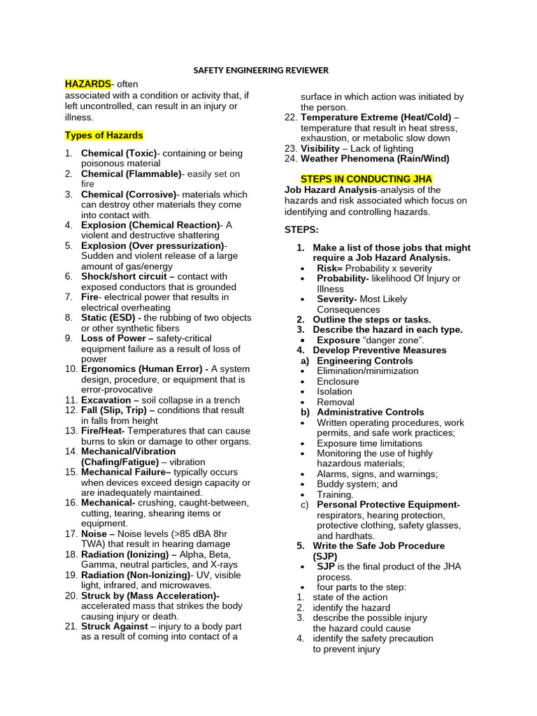 Safety Engineering Reviewer - 014006 | PDF | Scaffolding | Radiation
