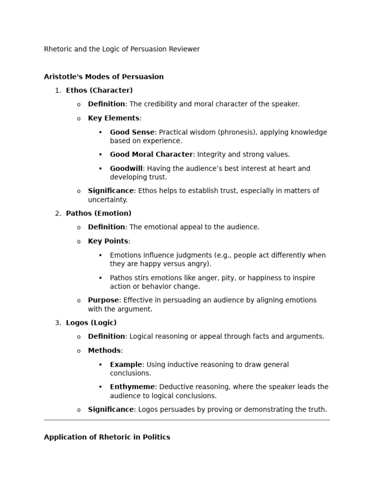 Mastering Rhetoric: Ethos, Pathos, Logos | PDF | Rhetoric | Logos