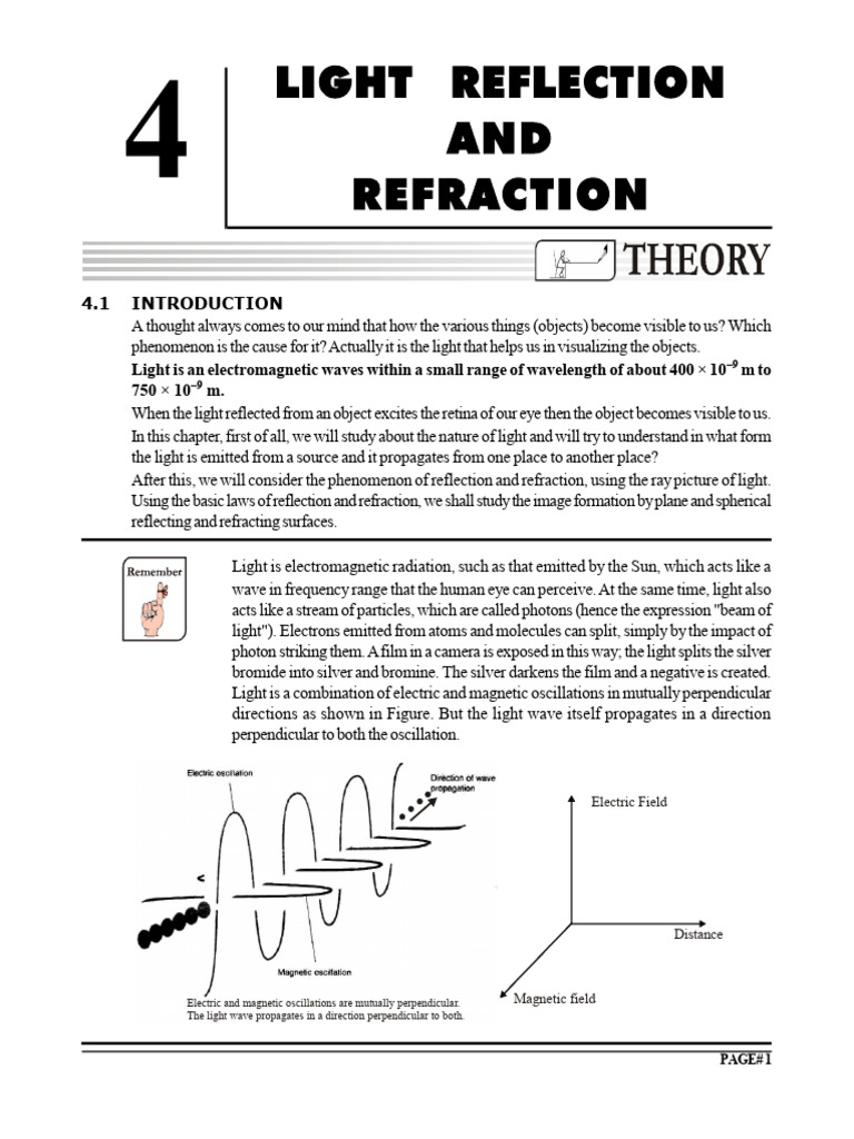 PHY 4 Light Reflection & Refraction 10th | PDF | Waves | Mirror
