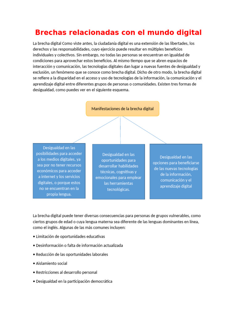04Brechas relacionadas con el mundo digital La brecha digital | PDF ...