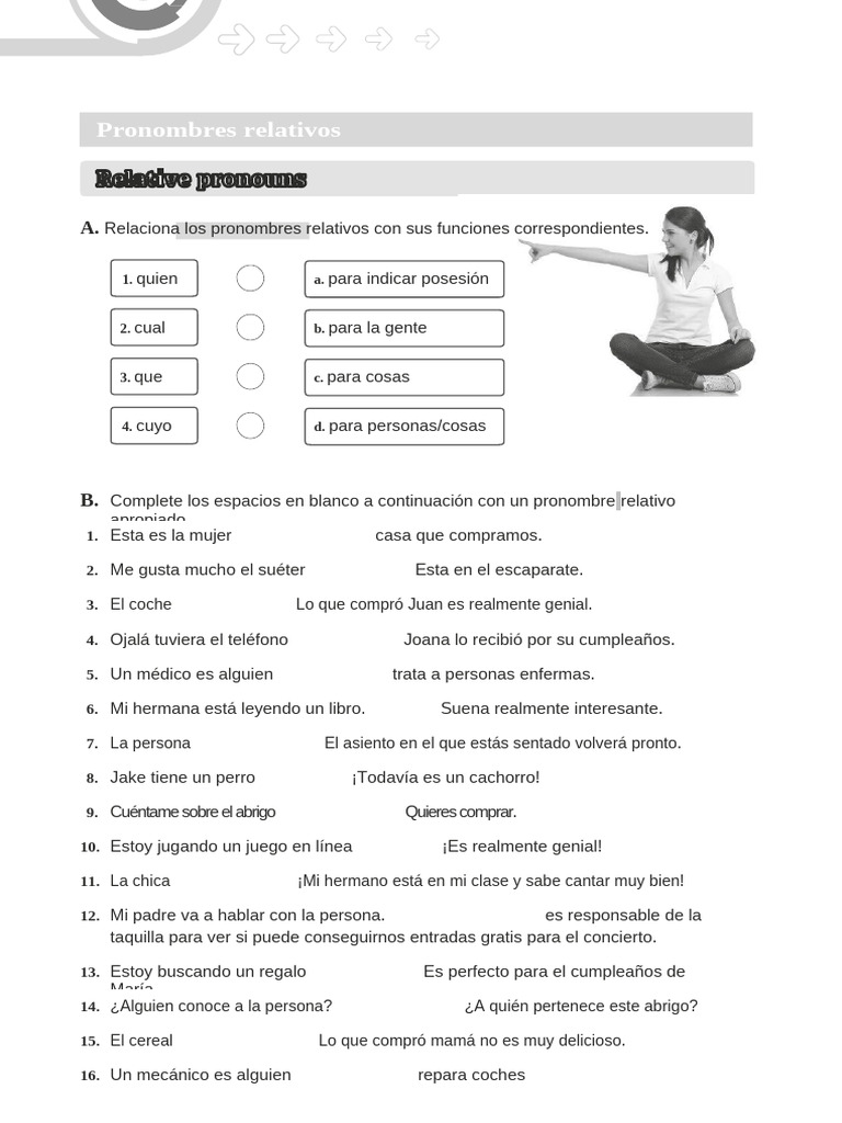 Ejercicios de pronombres relativos | PDF