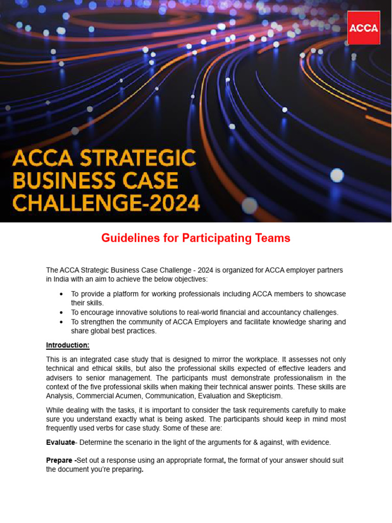 ACCA Strategic Business Case Challenge - 2024 - Guidelines For ...