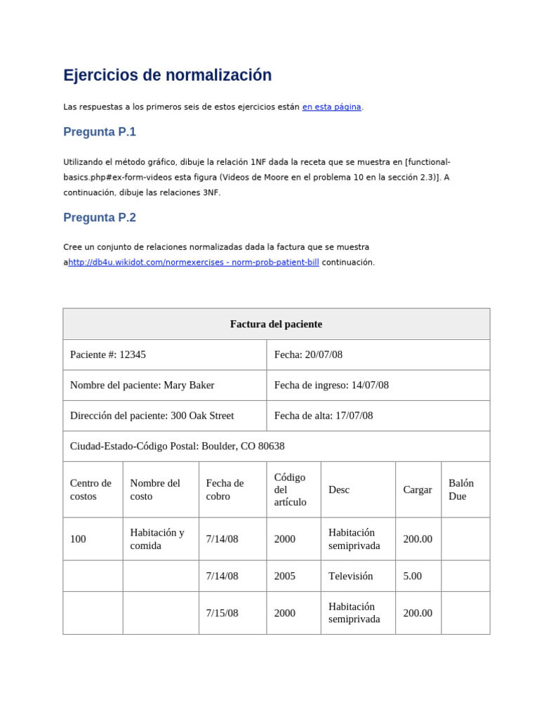 Ejercicios de Normalización | PDF | Empleo