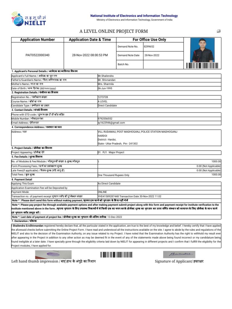 Shailendra Project Form | PDF | Payments