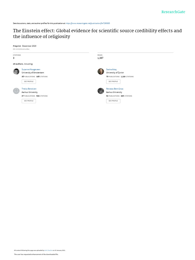 TheEinsteinEffect Preprint | PDF | Spearman's Rank Correlation Coefficient | Science