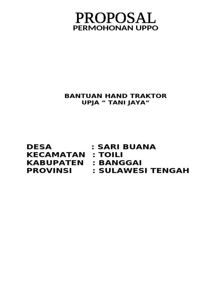 Permohonan Bantuan Hand Traktor UPJA | PDF