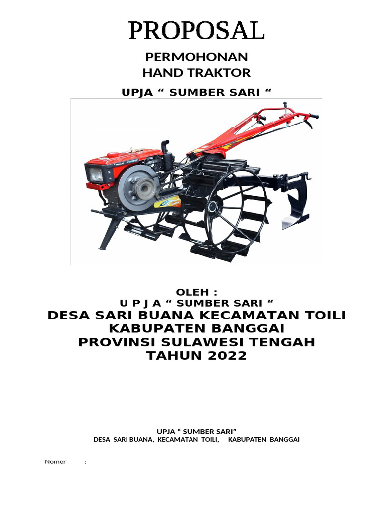 PROPOSAL UPJA SUMBER SARI - Traktor | PDF