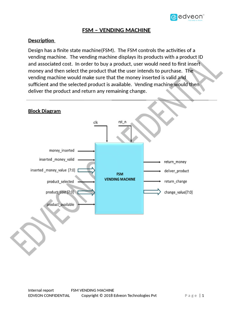 Fsm Vending Machine Pdf Electronics Computing