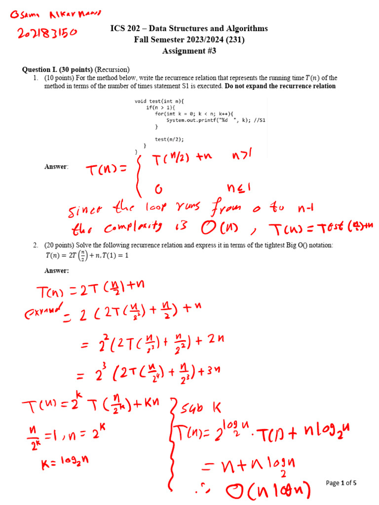 231 ICS202 Assignment 3 V03 | PDF | Algorithms And Data Structures | Algorithms