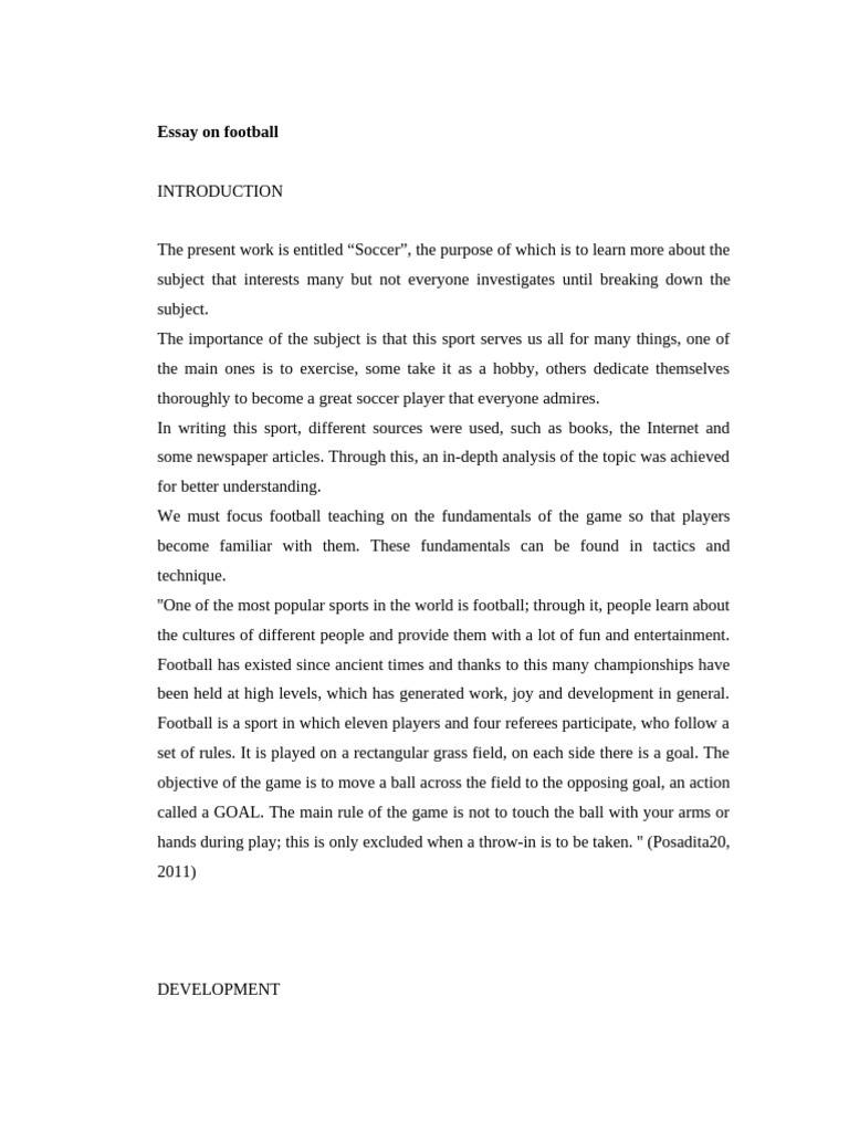 Essay on Football | PDF | Association Football | Sports