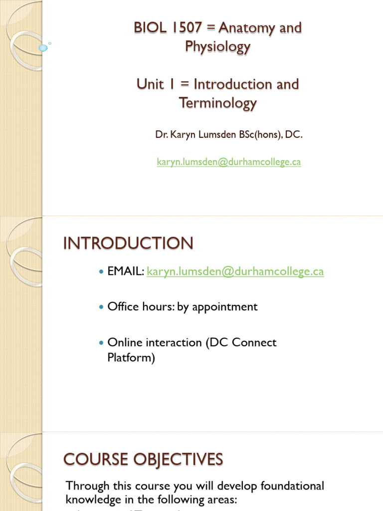 Anatomy and Physiology Course Overview | PDF | Anatomical Terms Of ...