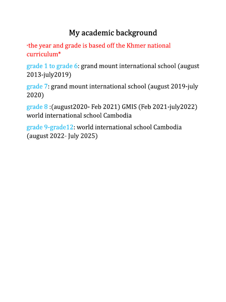 My Academic Background | PDF