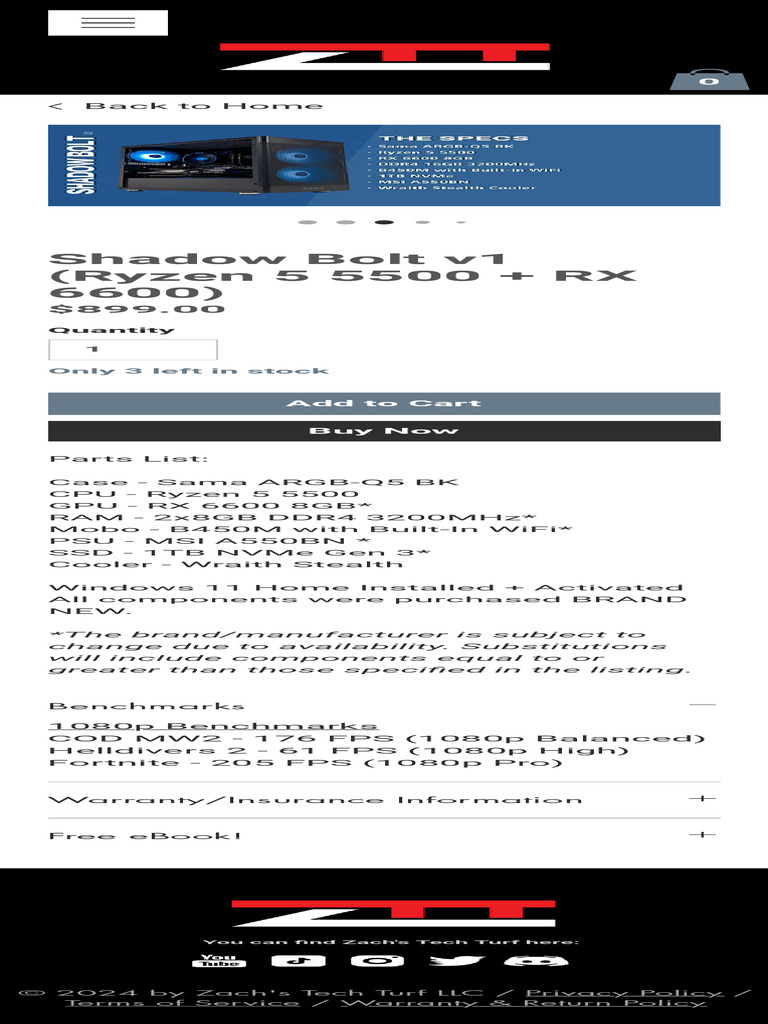 Shadow Bolt v1 (Ryzen 5 5500 + RX 6600) Zach's Tech Turf | PDF