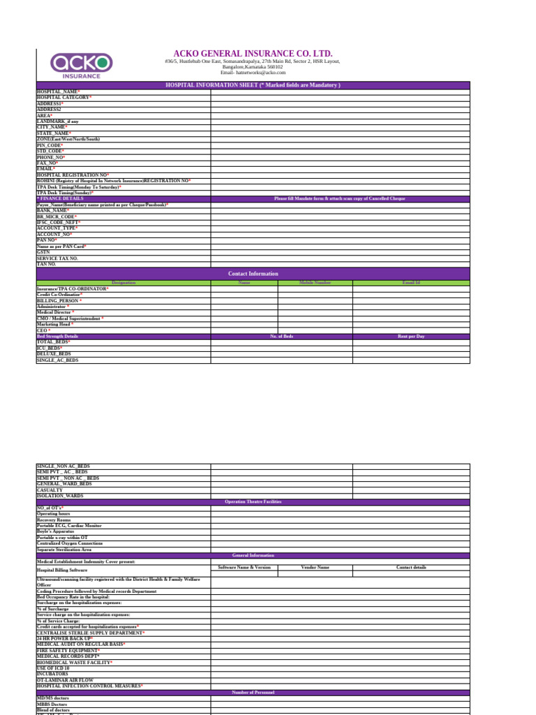 Worksheet in Criteria-For-Hospital-Provider-Empanelment-With-Acko | PDF ...