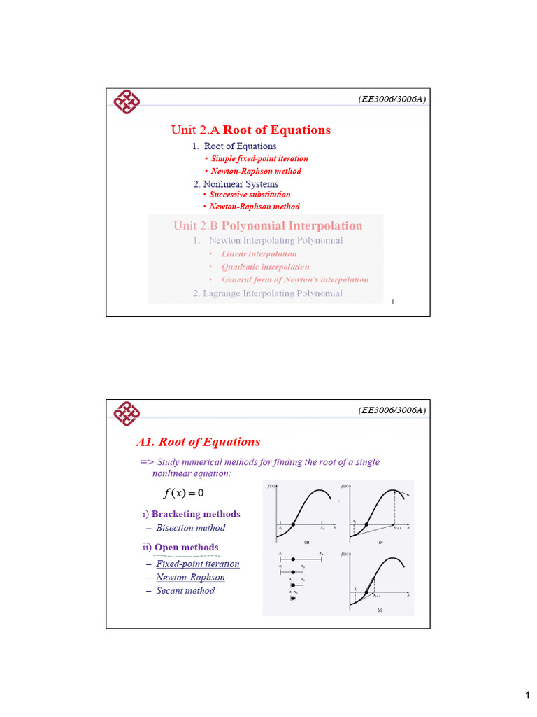 Unit 2 | PDF | Interpolation | Quadratic Equation