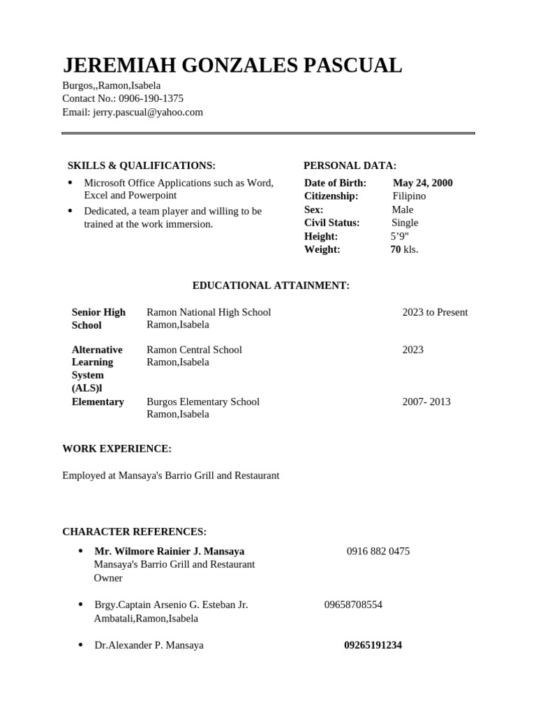 format resume | PDF