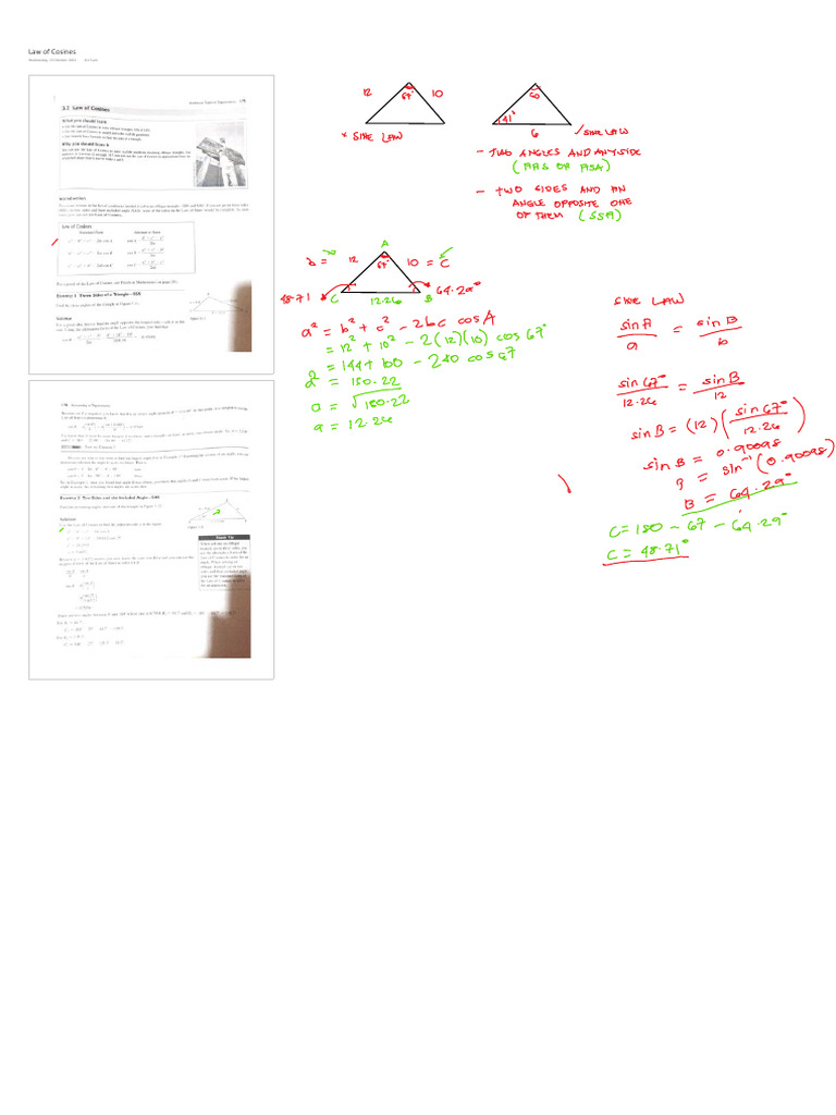 Midterm Lec - Law of Cosines Part 2 With Solutions | PDF