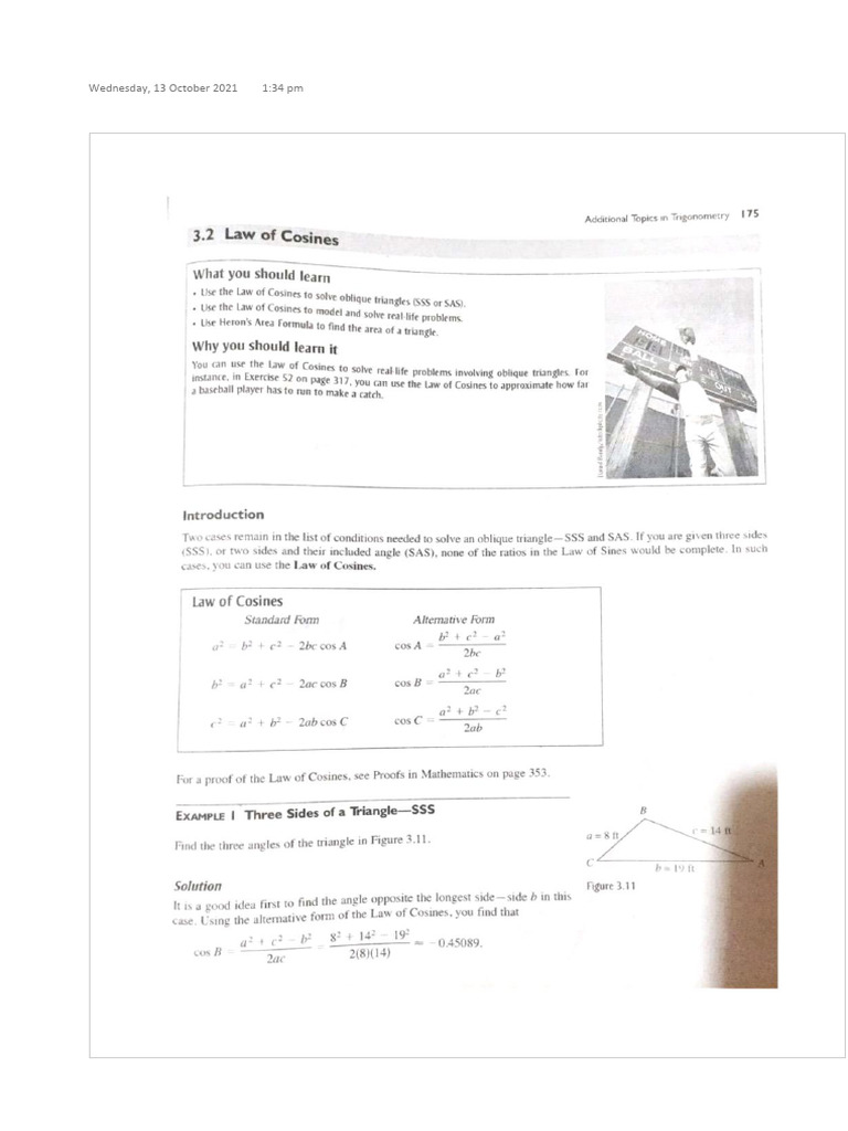 Midterm Lec - Law of Cosines Part 2 | PDF
