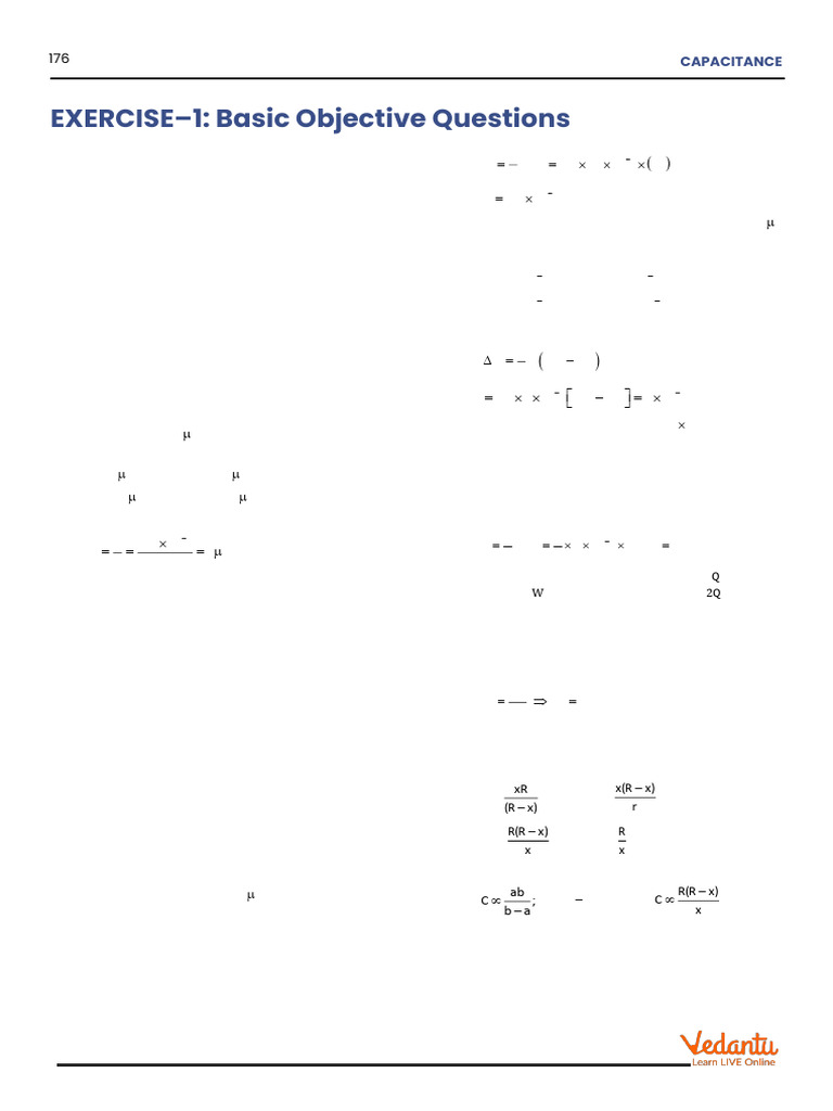 Capacitance EXERCISE-1 Basic Objective Questions | PDF | Capacitance | Capacitor