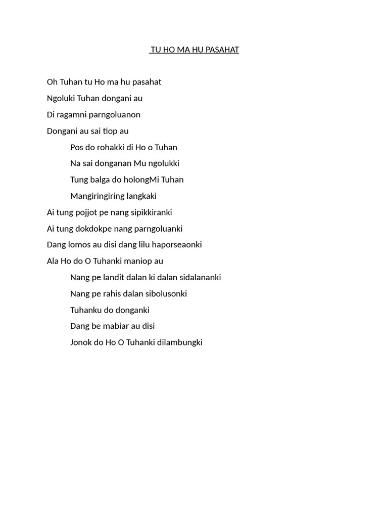 Tu Ho Ma Hu Pasahat | PDF
