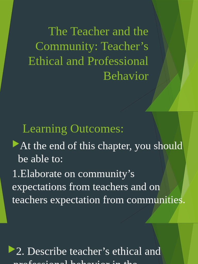 Teacher Ethics and Community Roles | PDF | Teachers | Learning