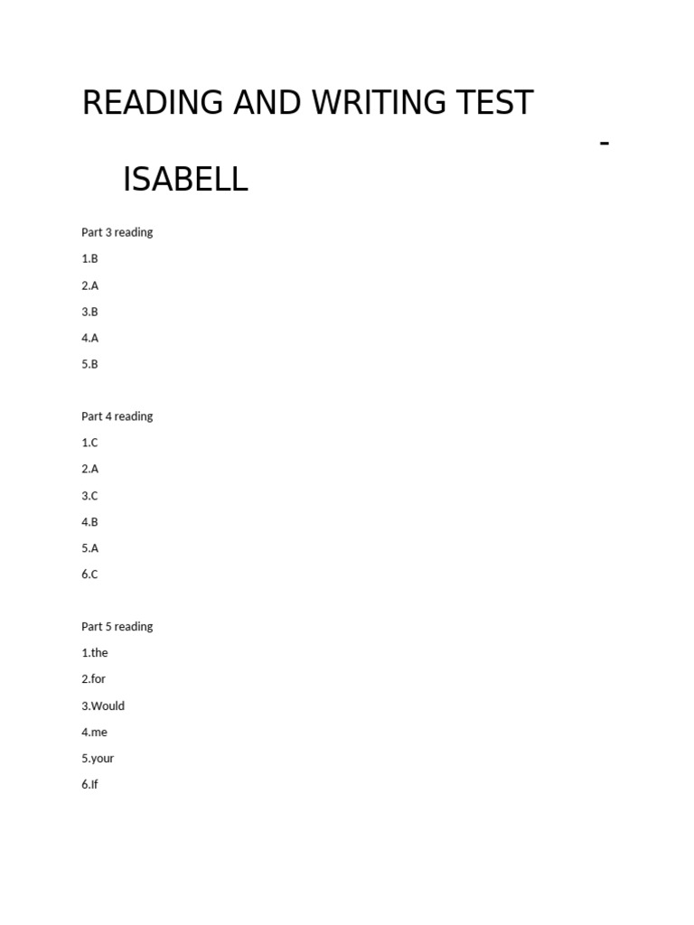 English Test: Reading & Writing | PDF