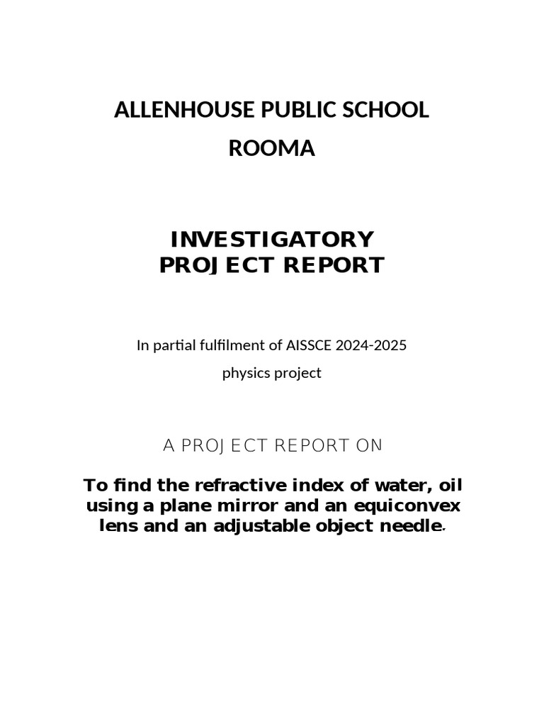 To-find-the-refractive-index-of-water-oil-using-a-plane-mirror-and-a ...
