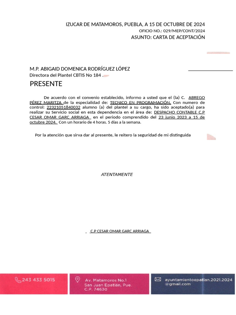 Oficio de Presentacion | PDF