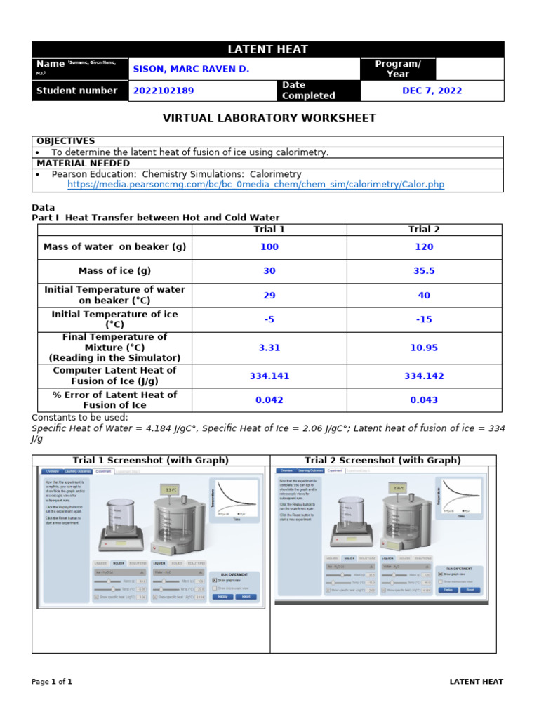 E107 Latent Heat Data Sheet SISON | PDF