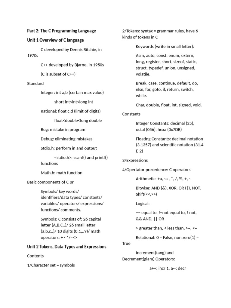 Overview For Final Exam Pdf Pointer Computer Programming Computer Engineering