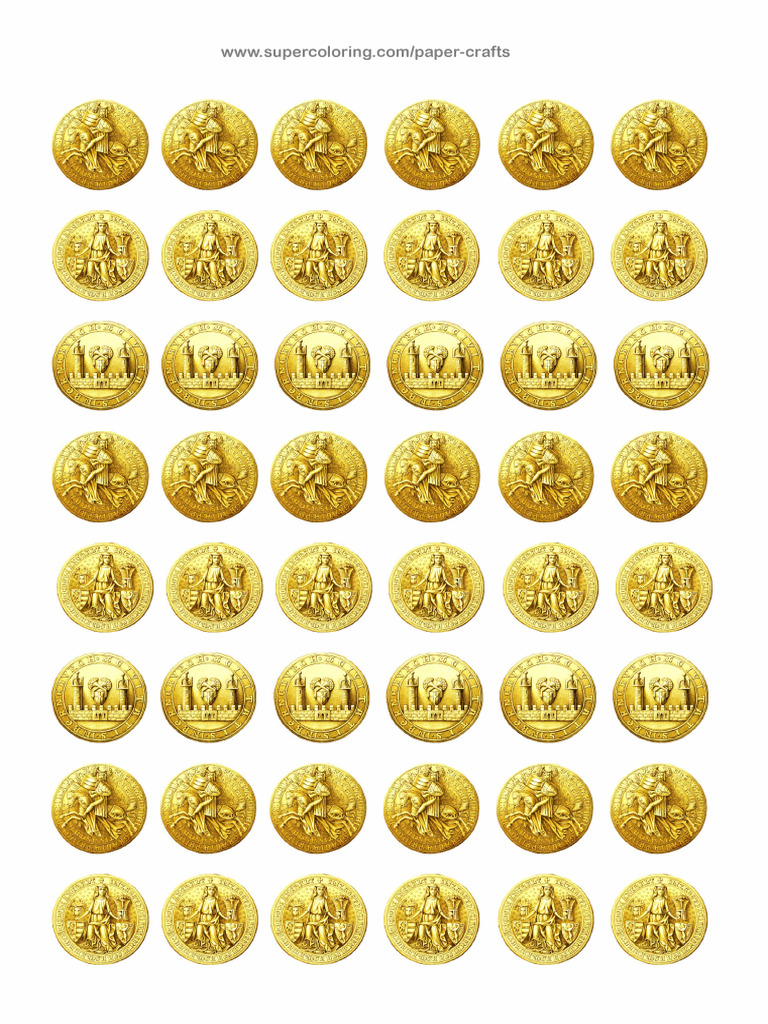 Medieval Coins Printable Template Paper Craft | PDF