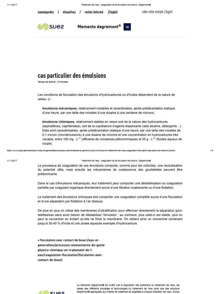 Traitement de L'eau - Coagulation Et de Floculation Émulsions | PDF ...