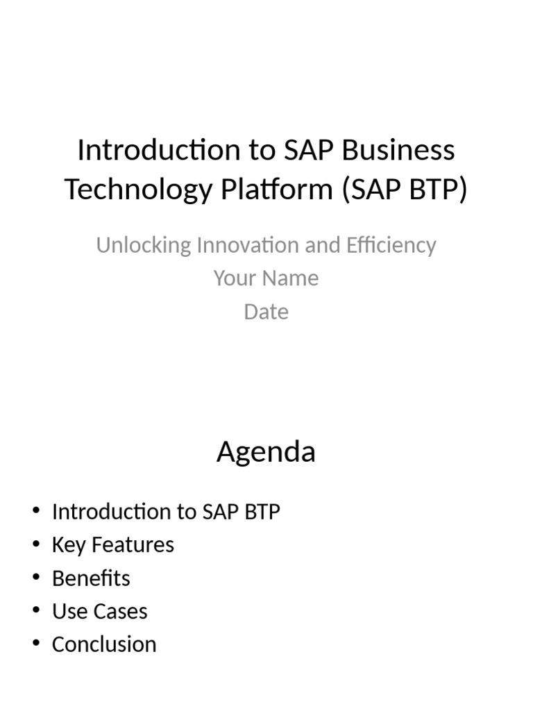 SAP BTP Presentation | PDF
