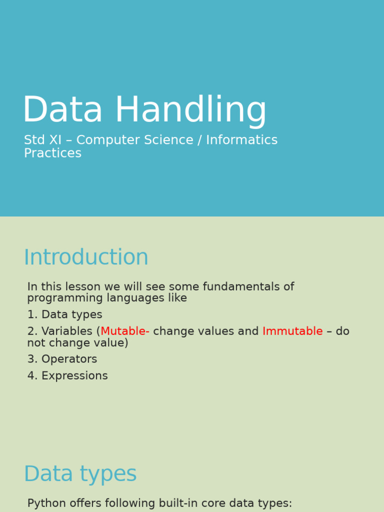 Data Handling Part 1 Ip | PDF | Boolean Data Type | String (Computer Science)