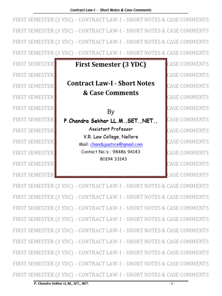 Contracts Law Short Notes and Case Comments | PDF | Damages | Offer And ...