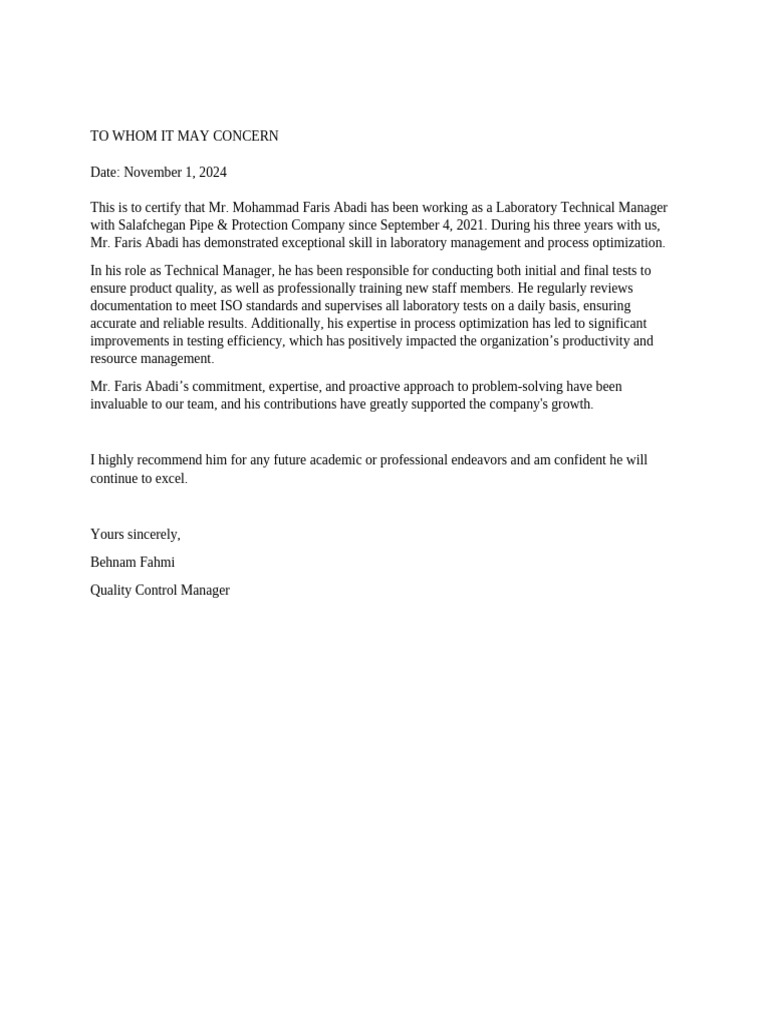 Work Experience Letter | PDF