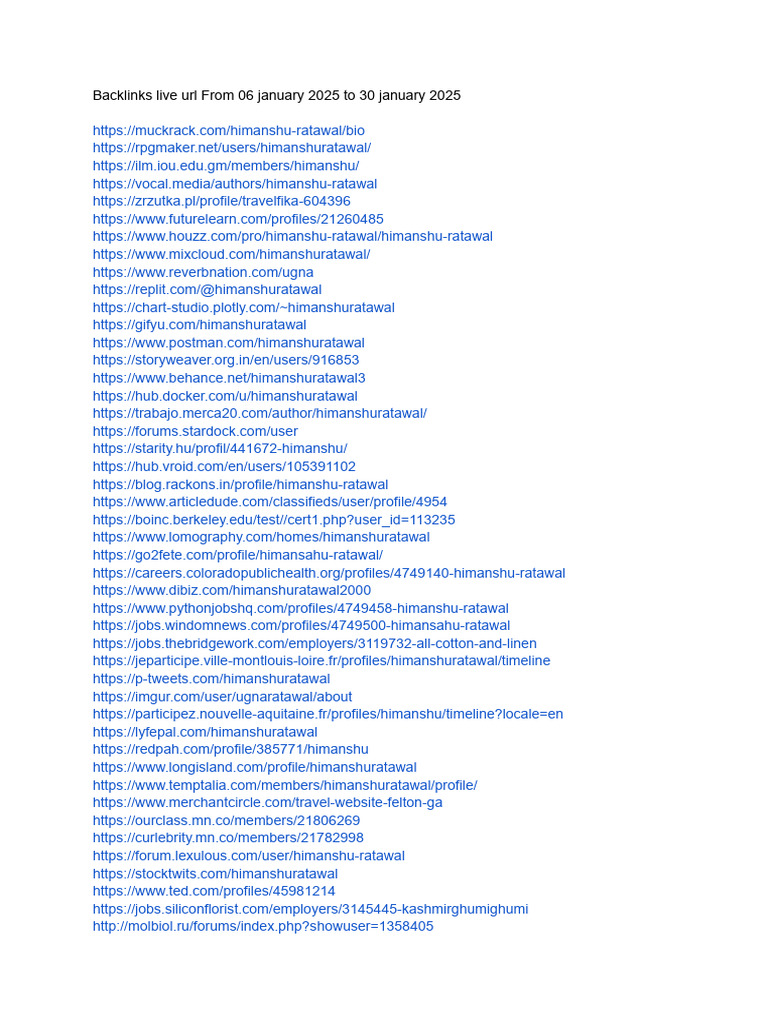 January 2025 Backlinks Submission | PDF