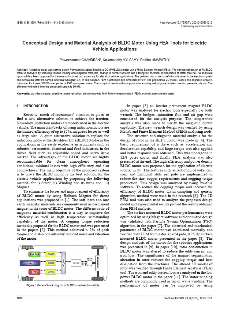 Material Analysis of BLDC Motor | PDF | Electric Motor | Mechanical Engineering