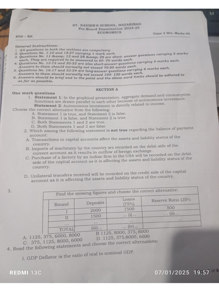 Economics Pre Boards | PDF